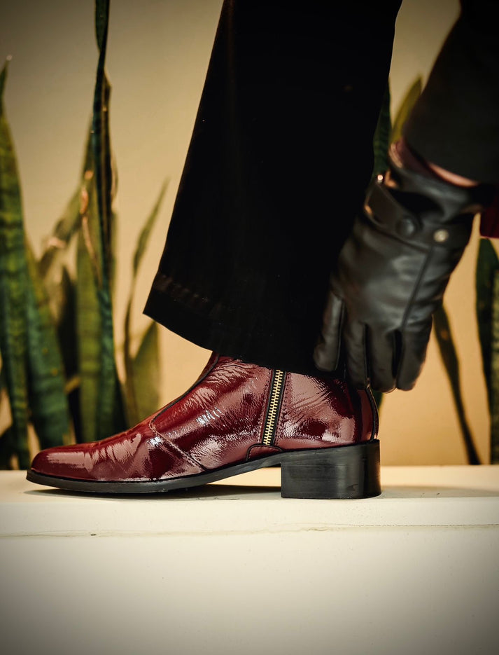 DAREDEVIL – Cherry Red Patent Leather Side-Zip Boots (Limited Edition ...
